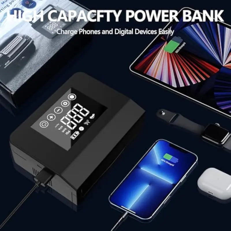 🚗Démarreur de voiture portable avec compresseur d'air, démarreur de ba ...